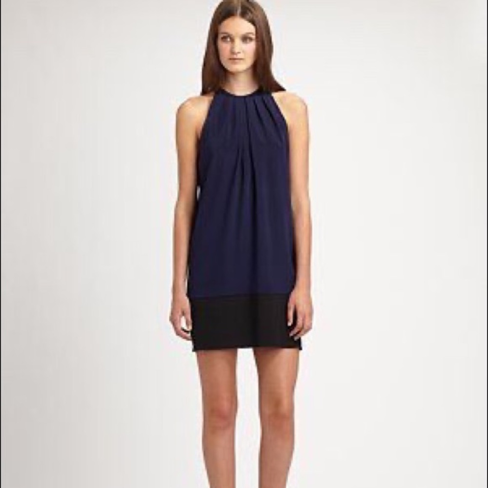 Theory Charlaine Colorblock Silk Dress - Gem